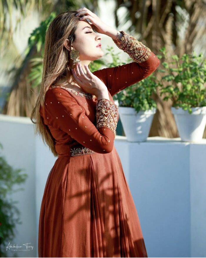 SOLID RUST HAND EMBELLISHED ANARKALI SET – Saad Ibrahim
